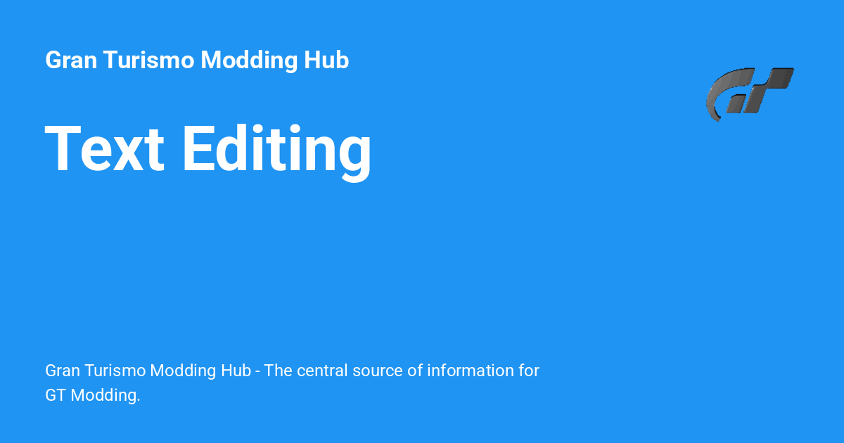Text Editing Gran Turismo Modding Hub